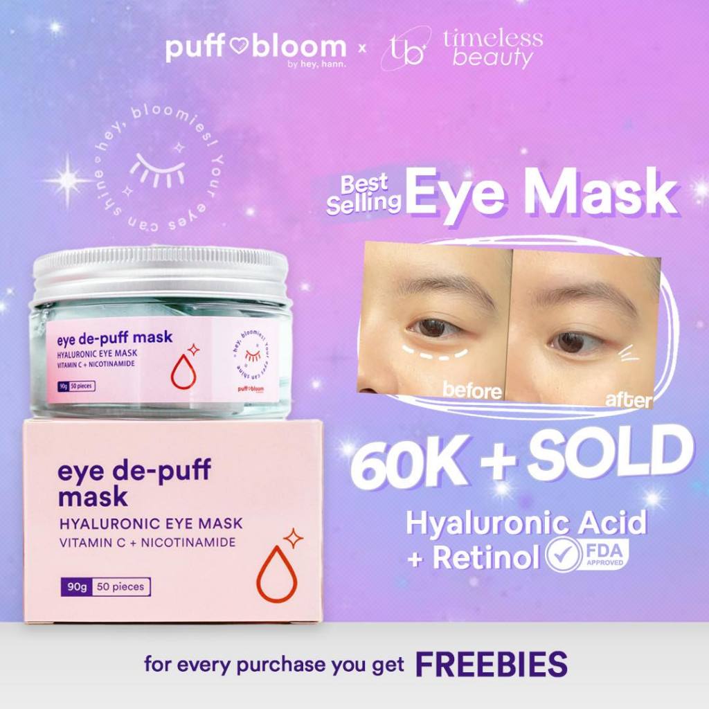 Eye De-Puff Mask by Puff & Bloom [Hyaluronic Acid Skincare Masks Serum ...