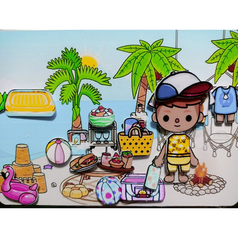 Toca Boca Paper Doll Summer Beach Laminated with Velcro | Shopee ...