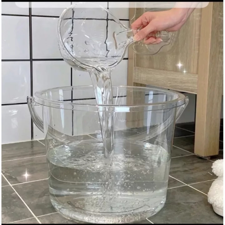 Transparent Timba Plastic Bucket Timba with Dipper and Basin Tabo Palanggana-Minimalist Home ...