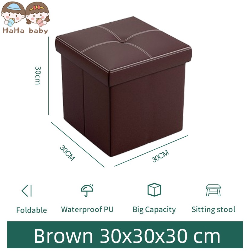 Haha Baby Ottoman Storage Stool Leather Rectangular Storage Box Sit ...