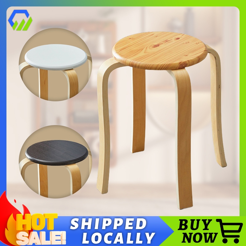 COD Solid Wood Stool Nordic Dining Stool Round Stool Chair 100KG Load ...