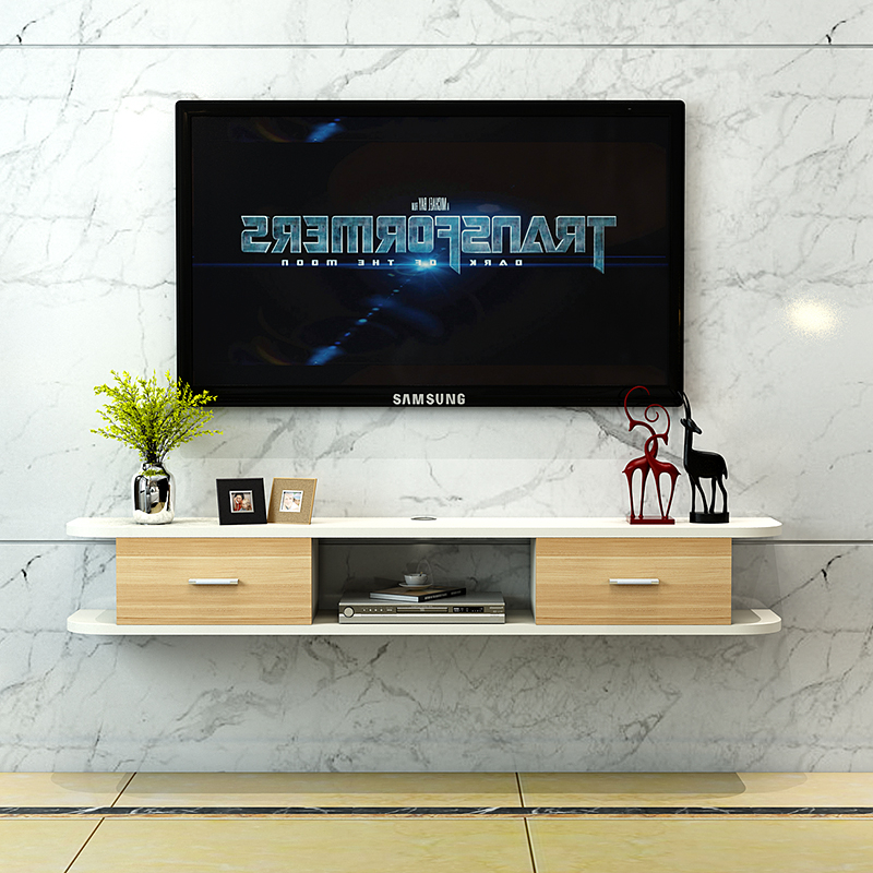 HOME FACTOR Wall TV Rack with 2 Drawers Wall Mounted TV Cabinet TV ...
