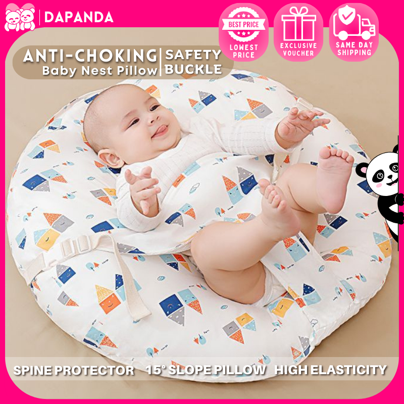 DAPANDA Newborn Slope Cushion Baby Anti-spitting Milk Fluffy Pillow With Detachable Belt 0-18 ...