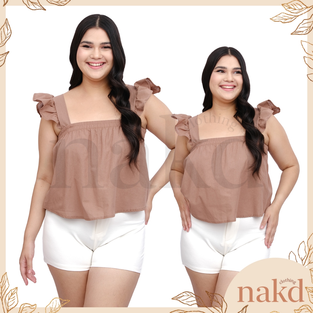 NAKD FASHION PLUS SIZE ABBY RUFFLE SLEEVES SEXY SUMMER COTTON LINEN ...