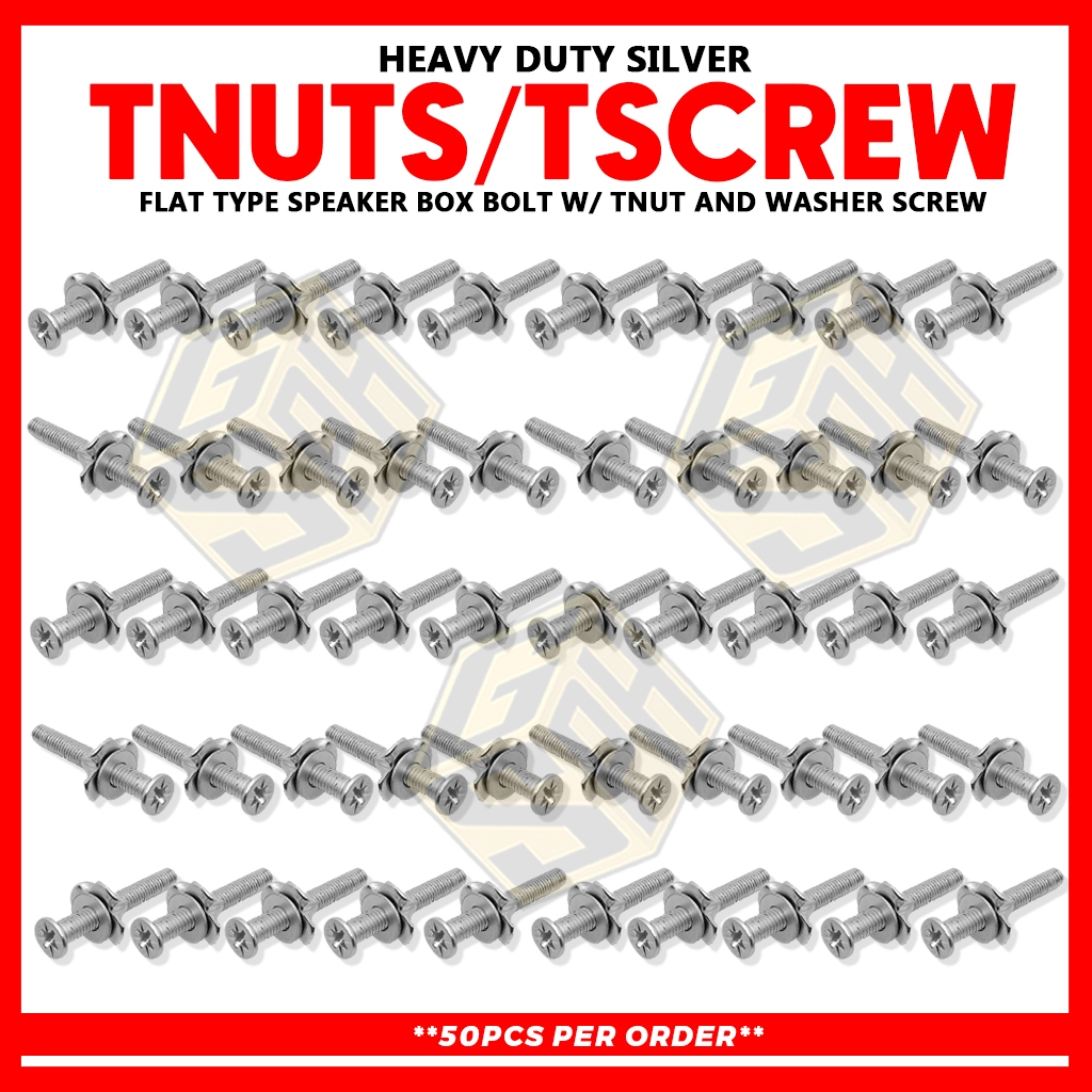 50PCS T-NUTS TNuts TNUT Flat Type Speaker Box Bolt With TNut and Washer ...