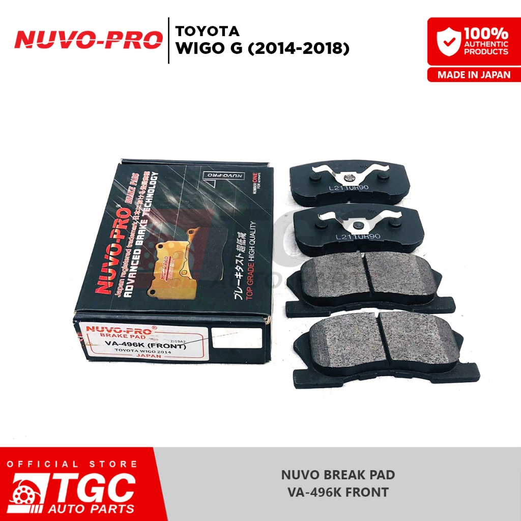 Nuvo-Pro Brake Pad VA-496K (Front), Toyota Wigo G (2014-2018) - 1pc ...
