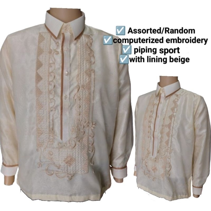 Modern Barong BW 01/06 with linninng/moccha piping groomsmen ...