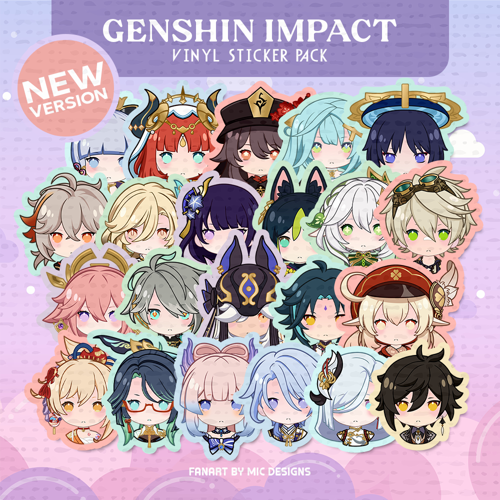 [CLEARANCE SALE] Genshin Impact Vinyl Sticker Pack (6pcs) | Waterproof ...