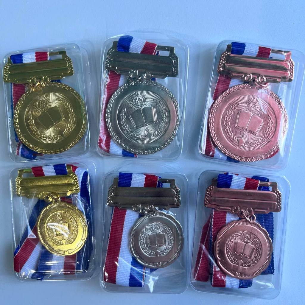 EDUCATIONAL MEDAL WITH STRAP BOOK AND TORCH LOGO (GOLD/SILVER/BRONZE ...