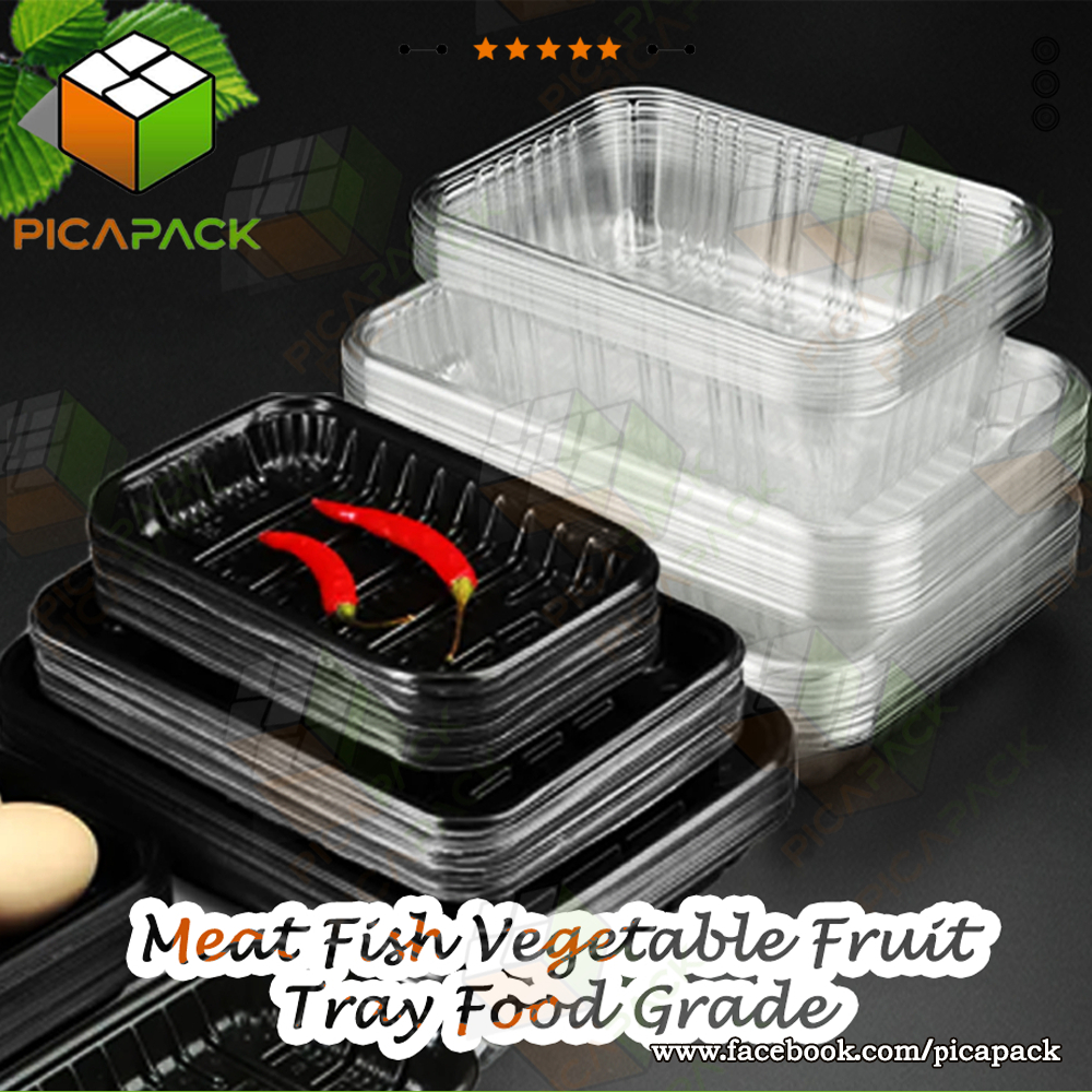 100pcs Plastic Frozen Meat Fresh Vegetable Fruits Fish Disposable Tray ...