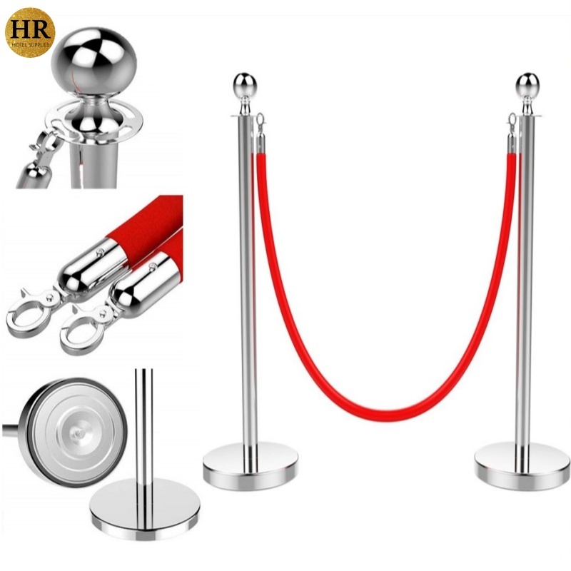 Hotel STANCHION SET Railing Stand Crowd Control SET(2 POLES + 1 ROPE ...