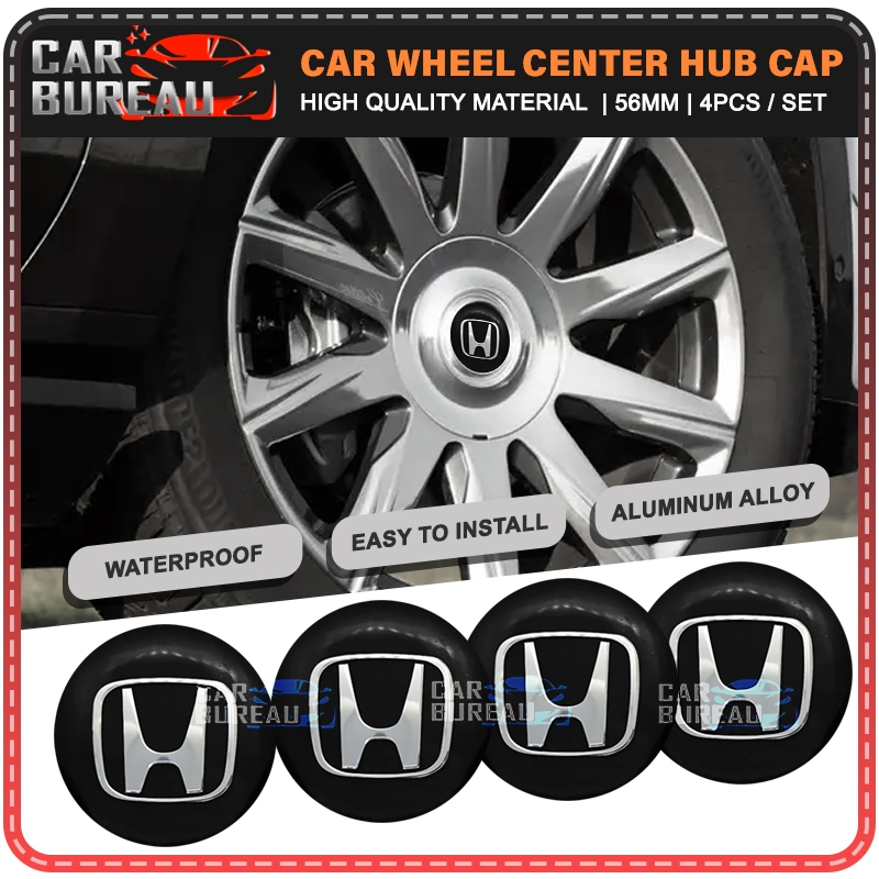 HONDA Black 4pcs 56mm Car Wheel Center Hub Cap Emblem Sticker | WC ...