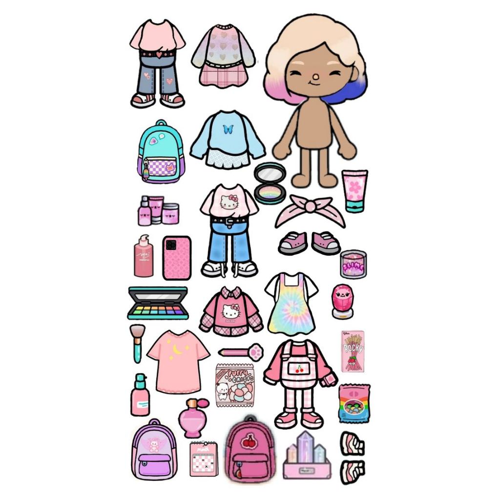 TOCA BOCA MODERN PAPER DOLL velcro type comes with different type of ...