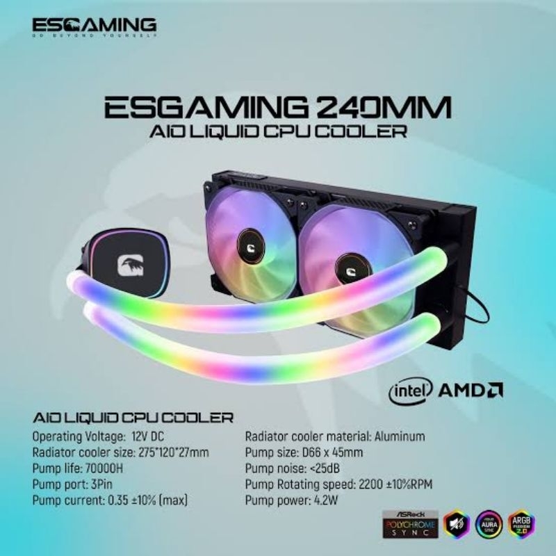 ESGAMING AIO RGB TUBE DUAL LIQUID COOLING 240MM | Shopee Philippines