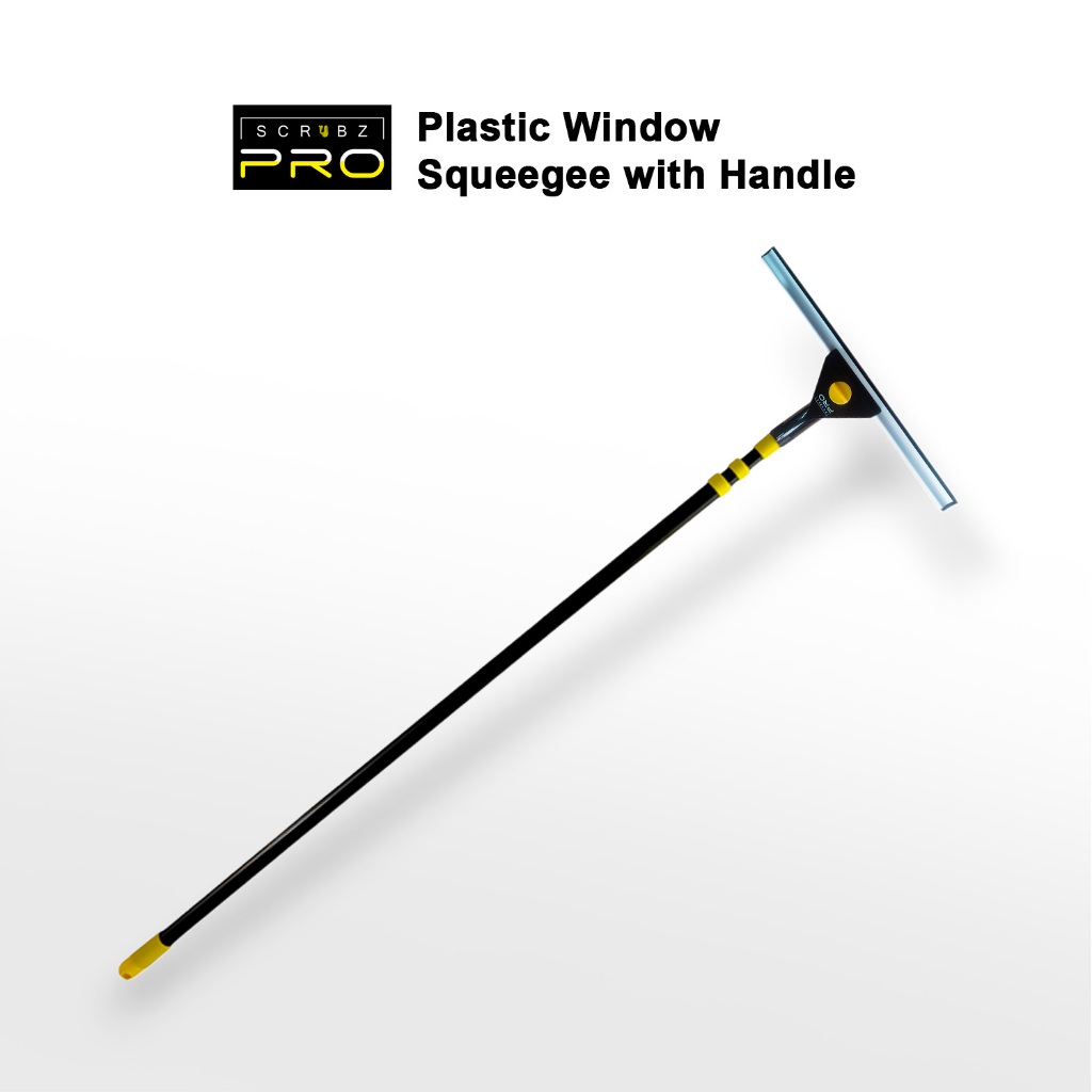 SCRUBZ Pro Plastic Window Squeegee 14 inches with Handle Floor Mop Wiper, Handheld Cleaning ...