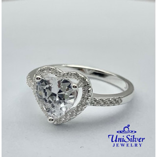 Unisilver 925 Sterling Silver Heart Solitaire Engagement Ring (RS432 ...