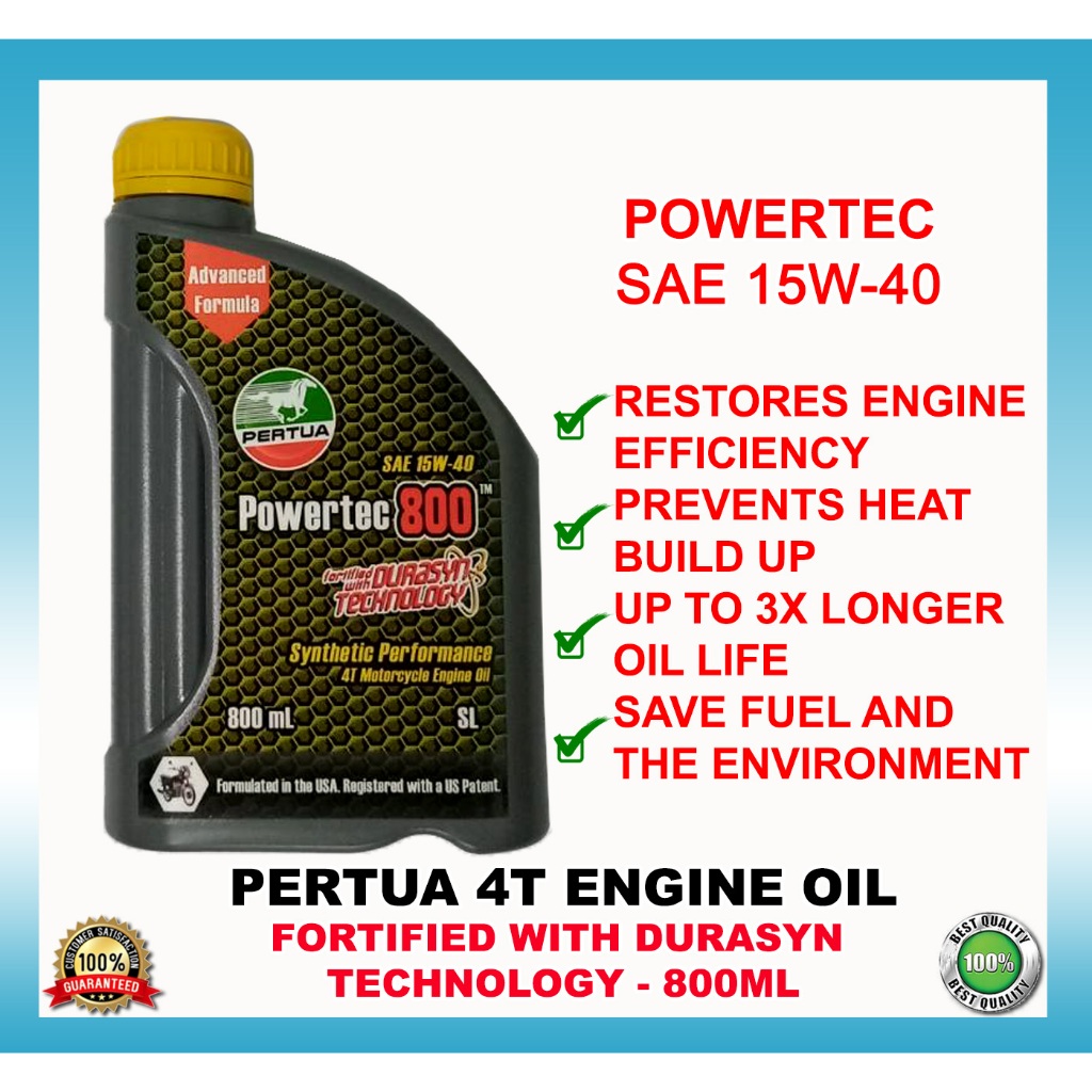 PERTUA Shot Oil (50ml) & Powertec 15W-40 Synthetic Performance 4T ...