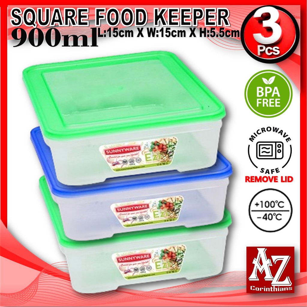 3pcs-Square Food Keeper Storage Container 900 ml | Shopee Philippines