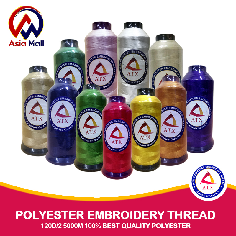 ASIATEX Polyester Embroidery Thread 5000 meters (15 Colors) | Shopee ...