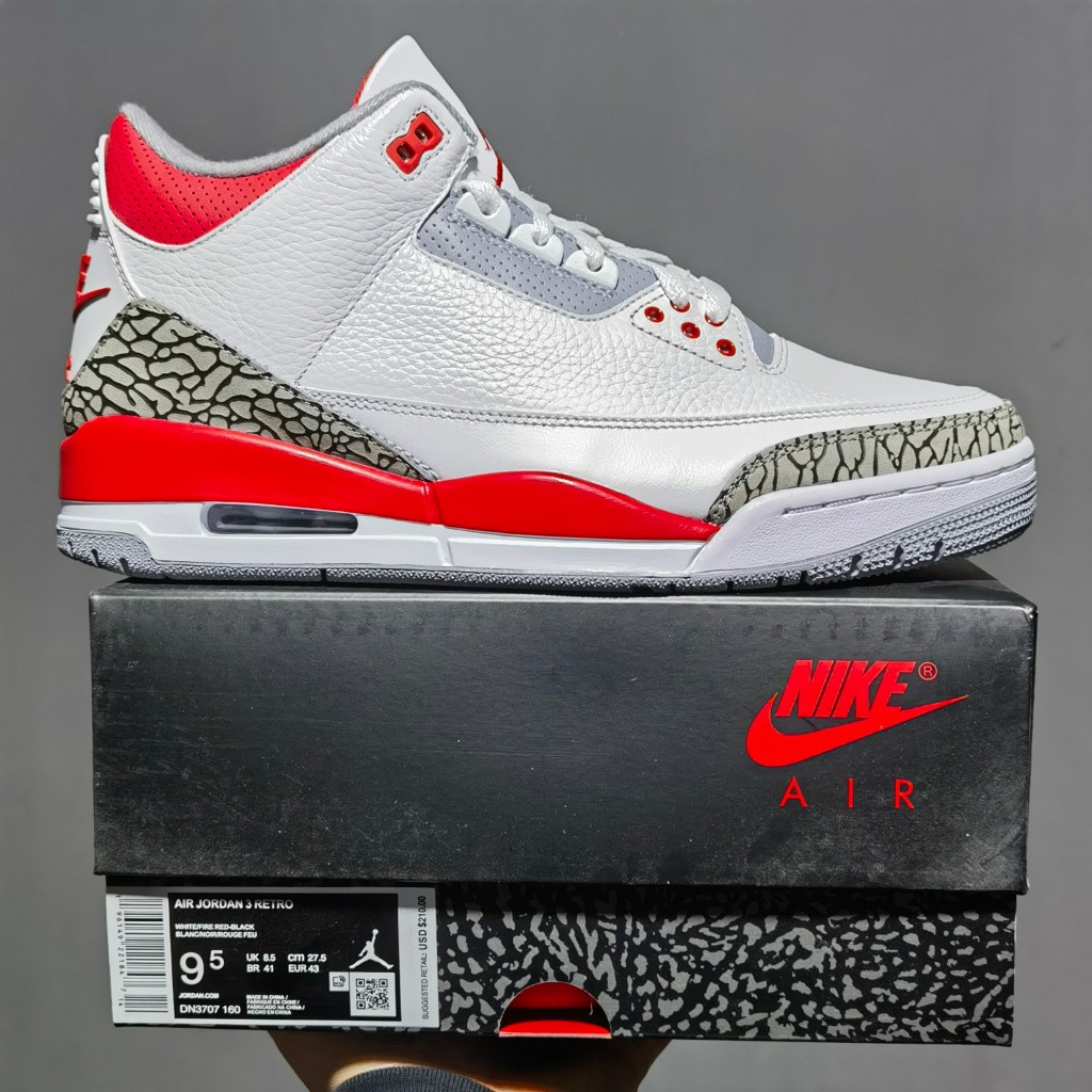 Nike Air Jordan 3 "Fire Red" Low cut Sports Basketball Shoes Casual ...