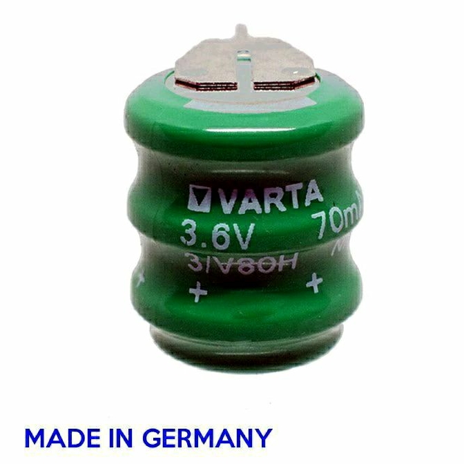 VARTA 3.6V 70mAh NiMH 070778 3/V80H 2 Pin CMOS Rechargeable Battery ...