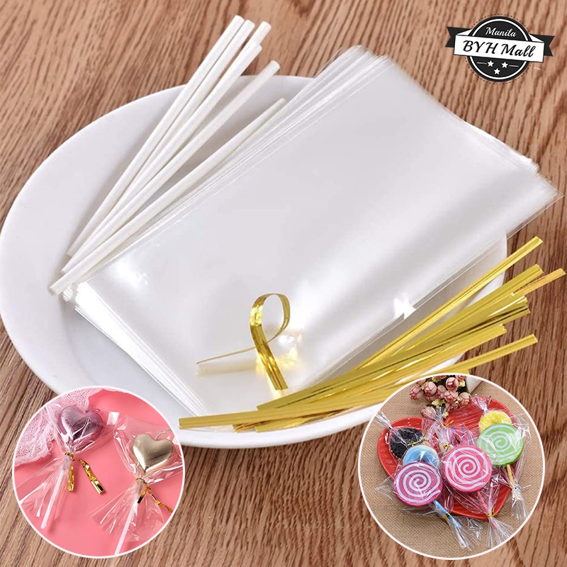 300pcs/Set Includes 100 Candy Paper Sticks 100 Lollipop Wrapping Bags ...