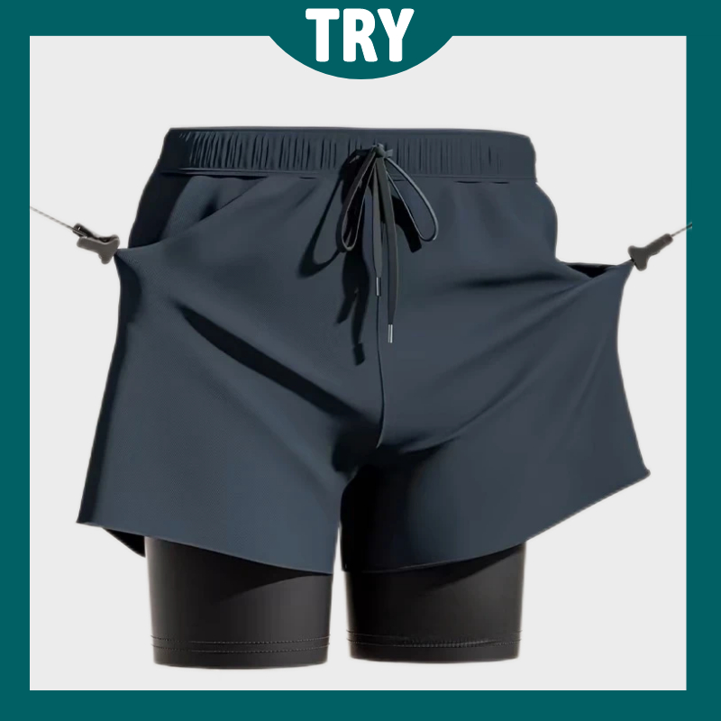 TRY 2-in-1 Swimming Trunks Beach Shorts with Compression Liner: Quick ...