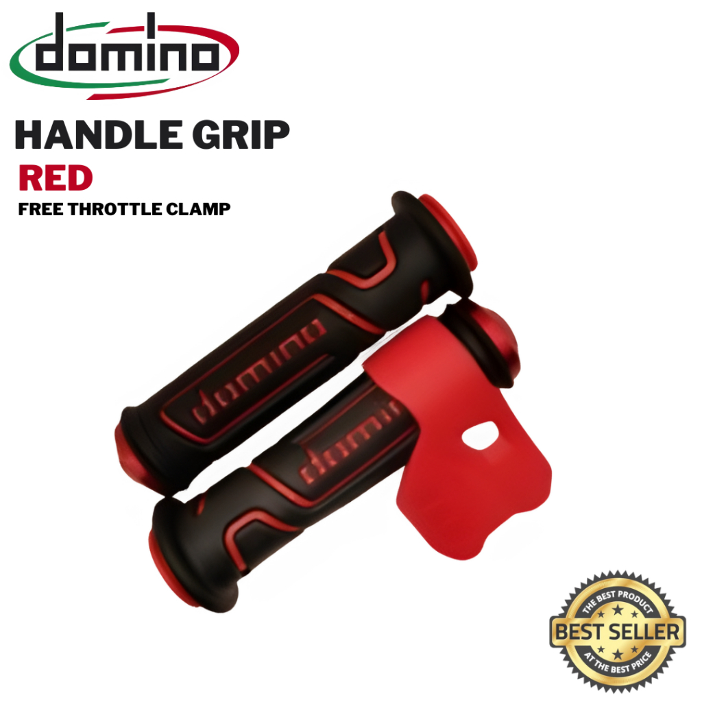 Honda Click 125i | UNIVERSAL DOMINO HANDLE GRIP RED STEEL BAR END W ...