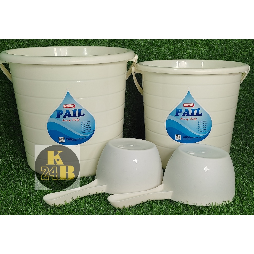 (HT306) (HT307)(888W) White IVORY Pail with Plastic Handle W/DIPPER | Shopee Philippines