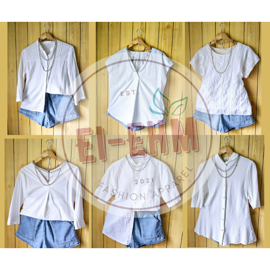 EI-EHM WOMEN BLOUSE, WHITE, LIGHT COLORED TOPS (PRELOVED) | Shopee ...