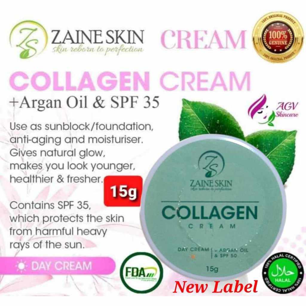 ZAINE SKIN 15g COLLAGEN CREME with ARGAN OIL. SPF35/ BLEACHING/PEELING ...