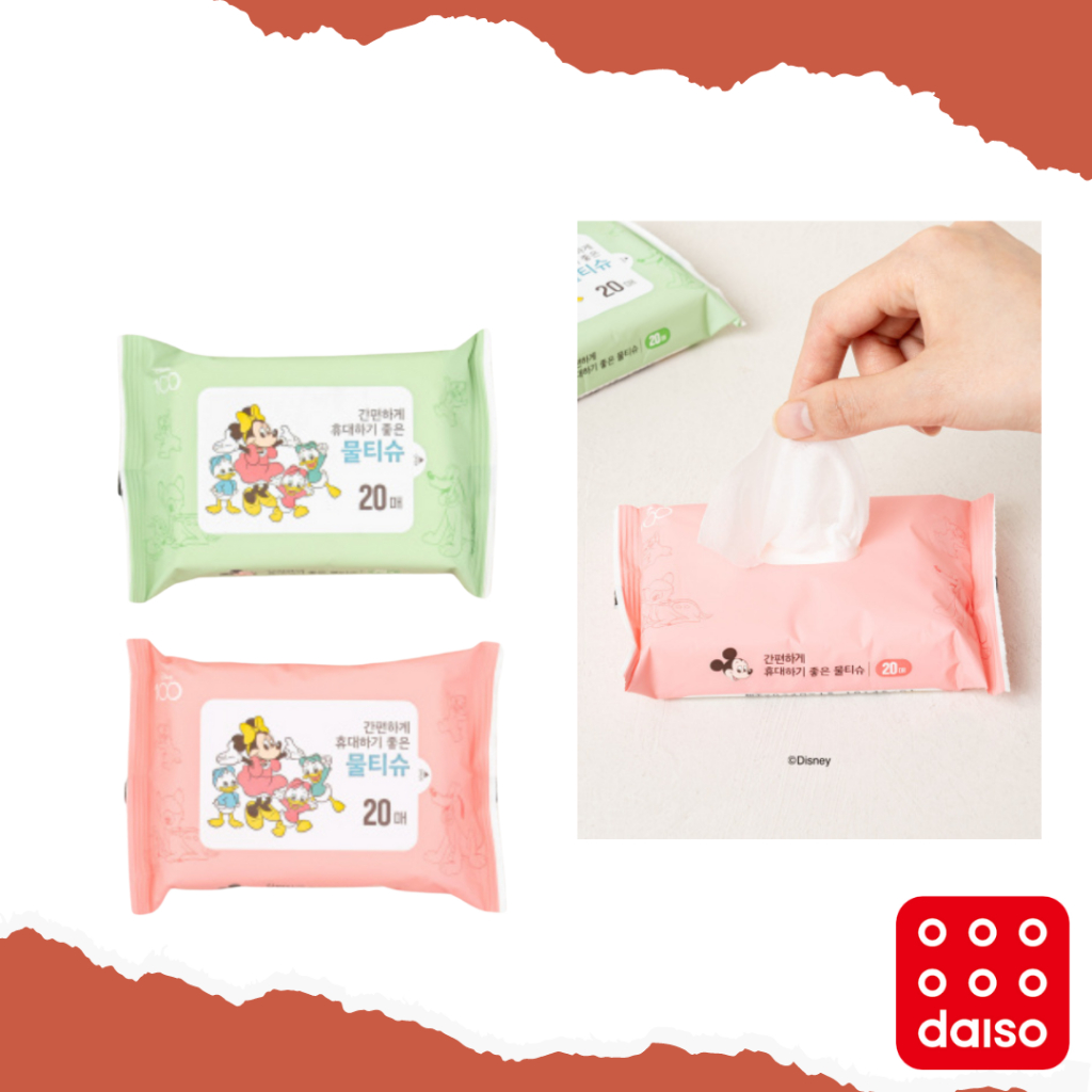 [DAISO KOREA] Mickey Minnie Travel 20 Portable Wet Tissues | Shopee ...