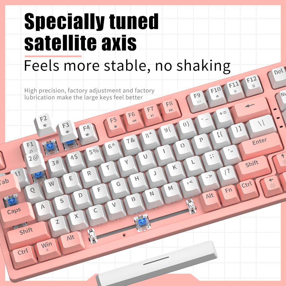 VEREX KA02 Mechanical Keyboard Pink Hot Swappable 98% Gaming Keyboard ...