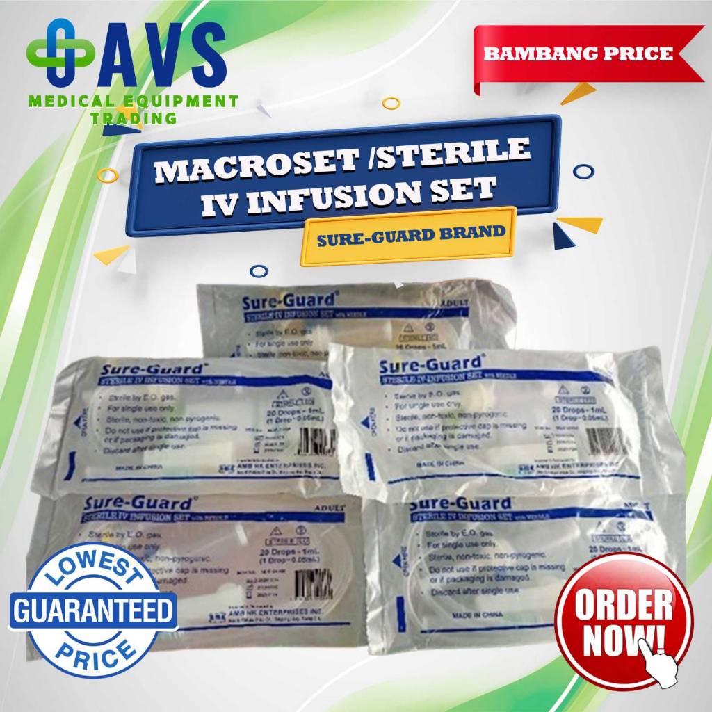 MACROSET adult Sureguard - sterile Iv infusion Set (20 Drops - 1ml ...