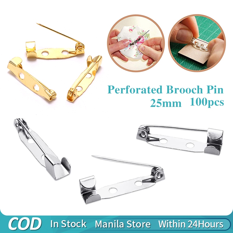 100Pcs Locking Pins Backs Brooch Badge Bar Pins Jewelry Pins with Holes ...