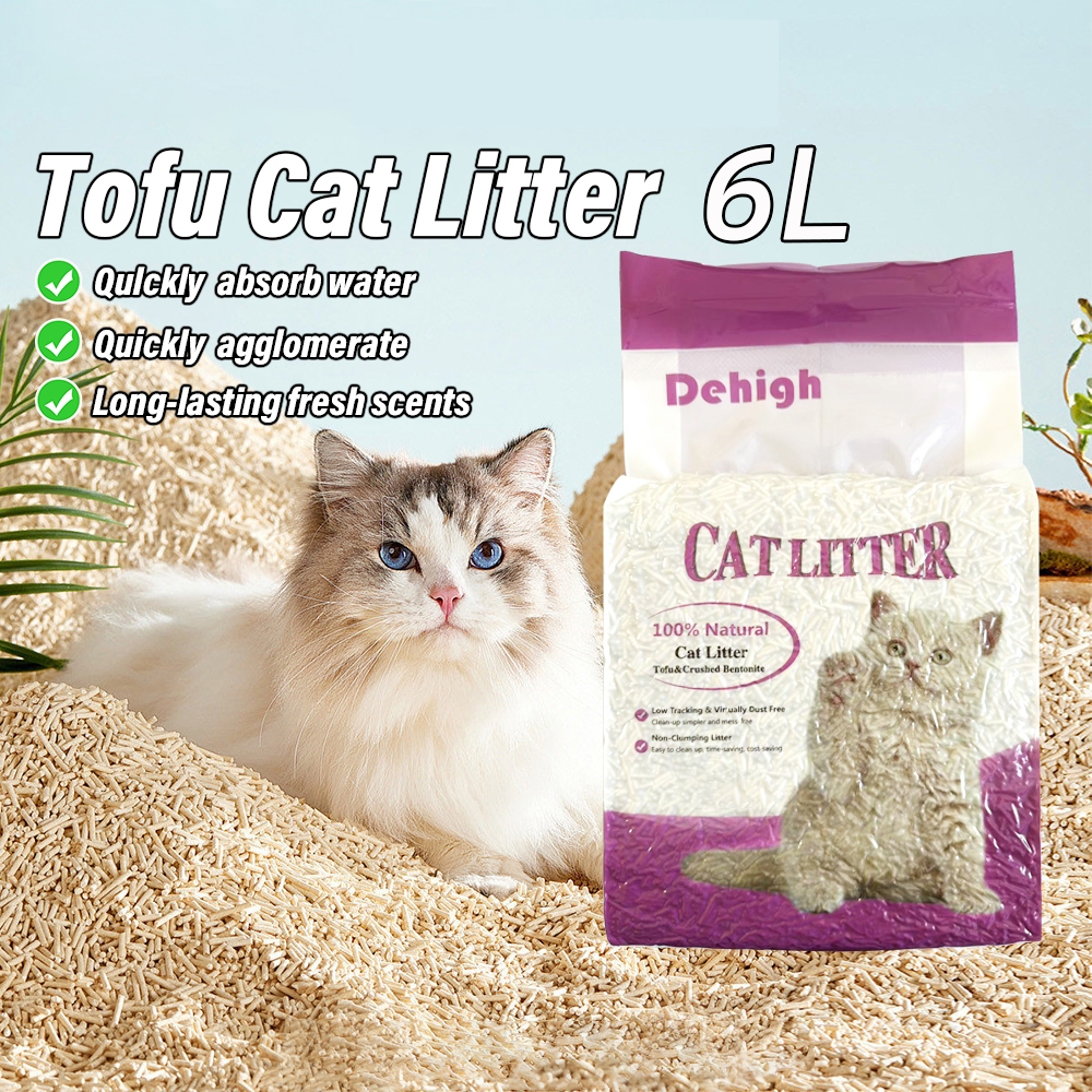 Tofu Cat Litter 6L/7L Bentonite cat litter Mixed cat litter Sand Food Grade Plant Tofu Residue ...