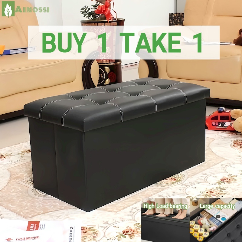 【BUY 1 TAKE 1】Ainossi 110L Ottoman Sofa Storage Box Organizer Foldable ...