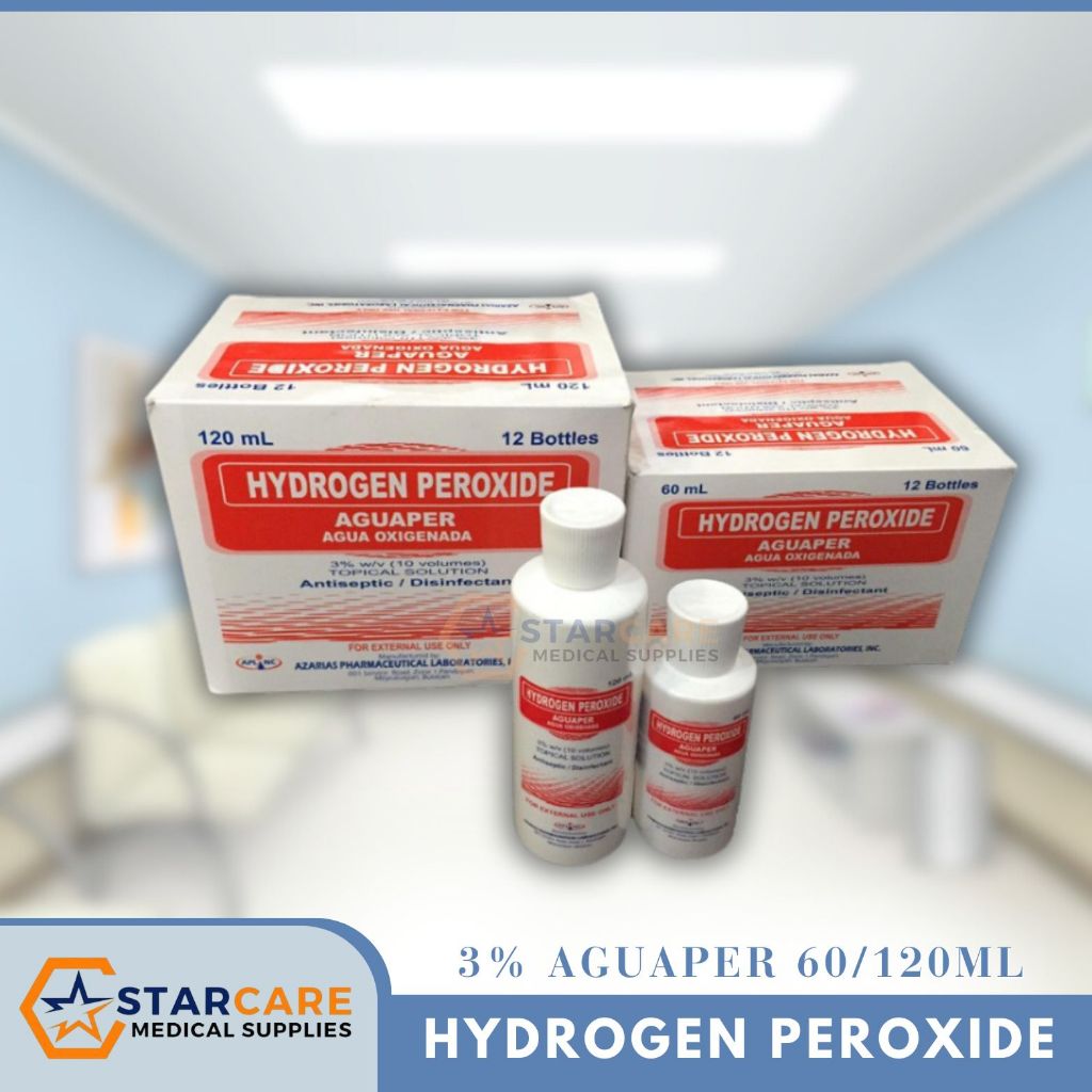 Hydrogen Peroxide AGUAPER 3% Sol. 60mL, 120mL, 500mL, 1 Liter | Shopee ...