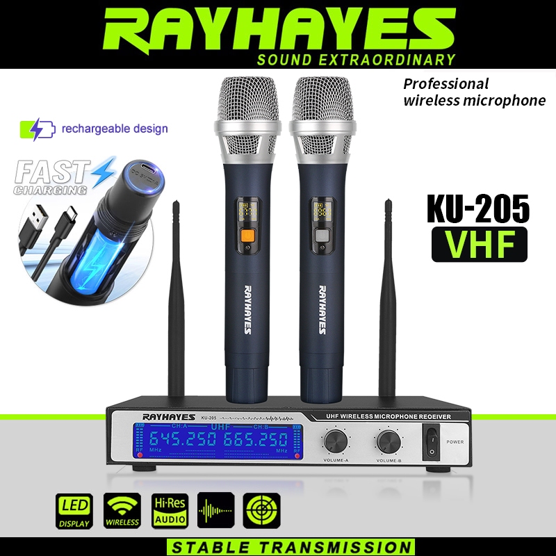 RAYHAYES Wireless Microphone Set Wireless Microphone Rechargeable ...