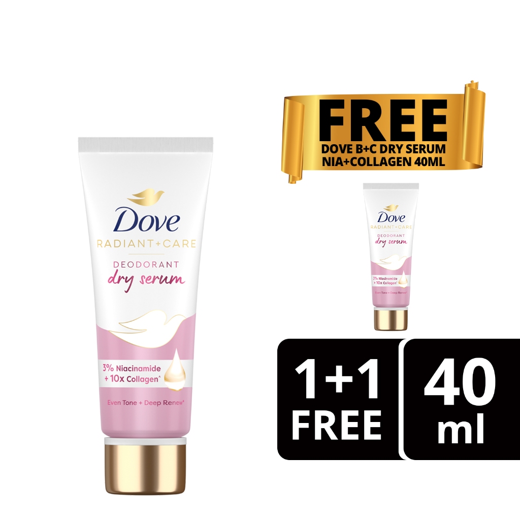 DOVE [Buy 1 Get 1 Free] Dove Radiant Care Deodorant Dry Serum 3% Niacinamide 10X Collagen ...