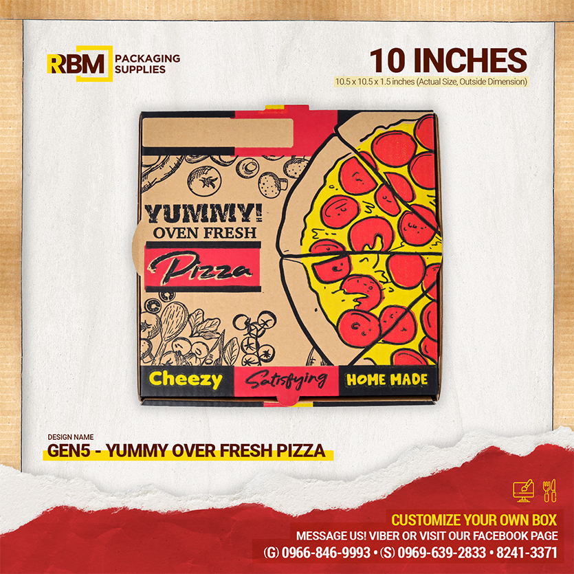Pizza Box Corrugated - Yummy Oven Fresh Pizza Gen5 | 10 inches | 50pcs ...