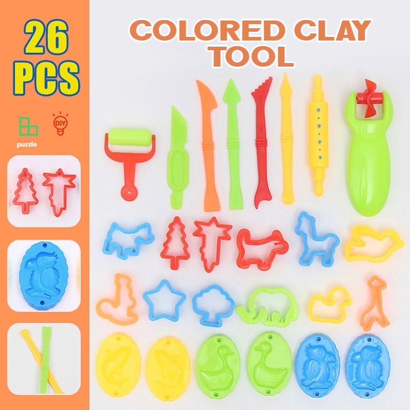 Plastic Play Dough Tools Set Toy Educational Plasticine Mold Modeling ...