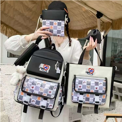 AM / 186 Korean cute 5 in 1 backpack trend school | Shopee Philippines