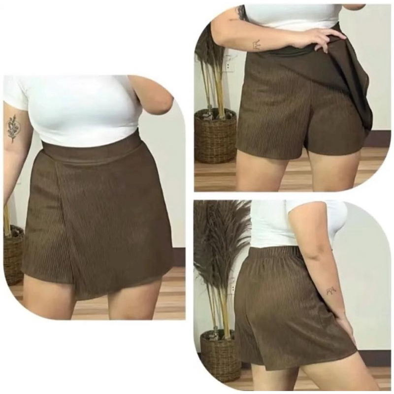 M-5XL PLUS SIZE RHIAN SKORT HIGH WAIST SHORTS XL-3XL CREPE overlap ...