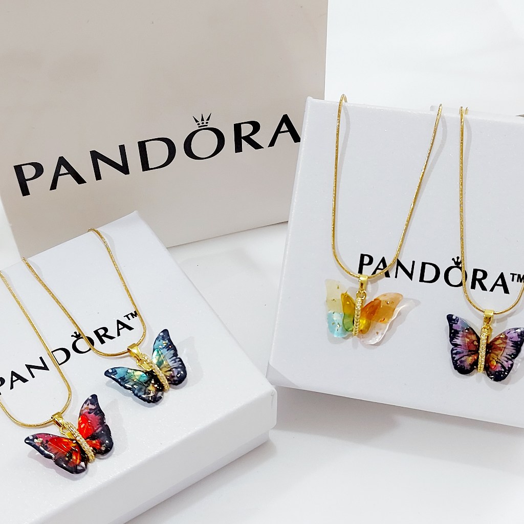 Pandora Promise 18K Gold Butterfly Necklace for Women Fashion ...