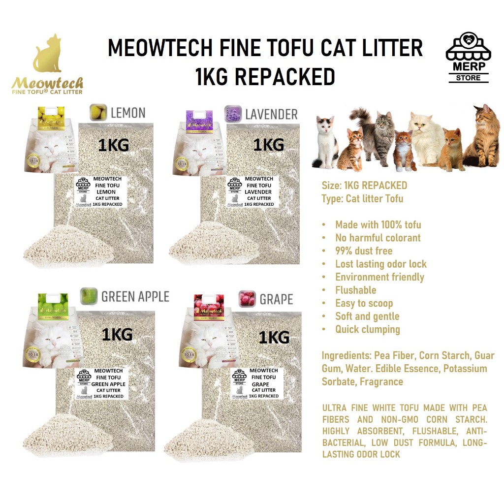 Meowtech Tofu Cat Litter 1kg Rpacked | Shopee Philippines