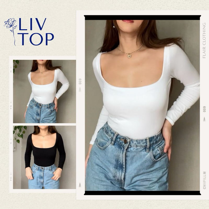 Liv Top — Squareneck Longsleeves Top for Womens Flair Basics | Flair ...