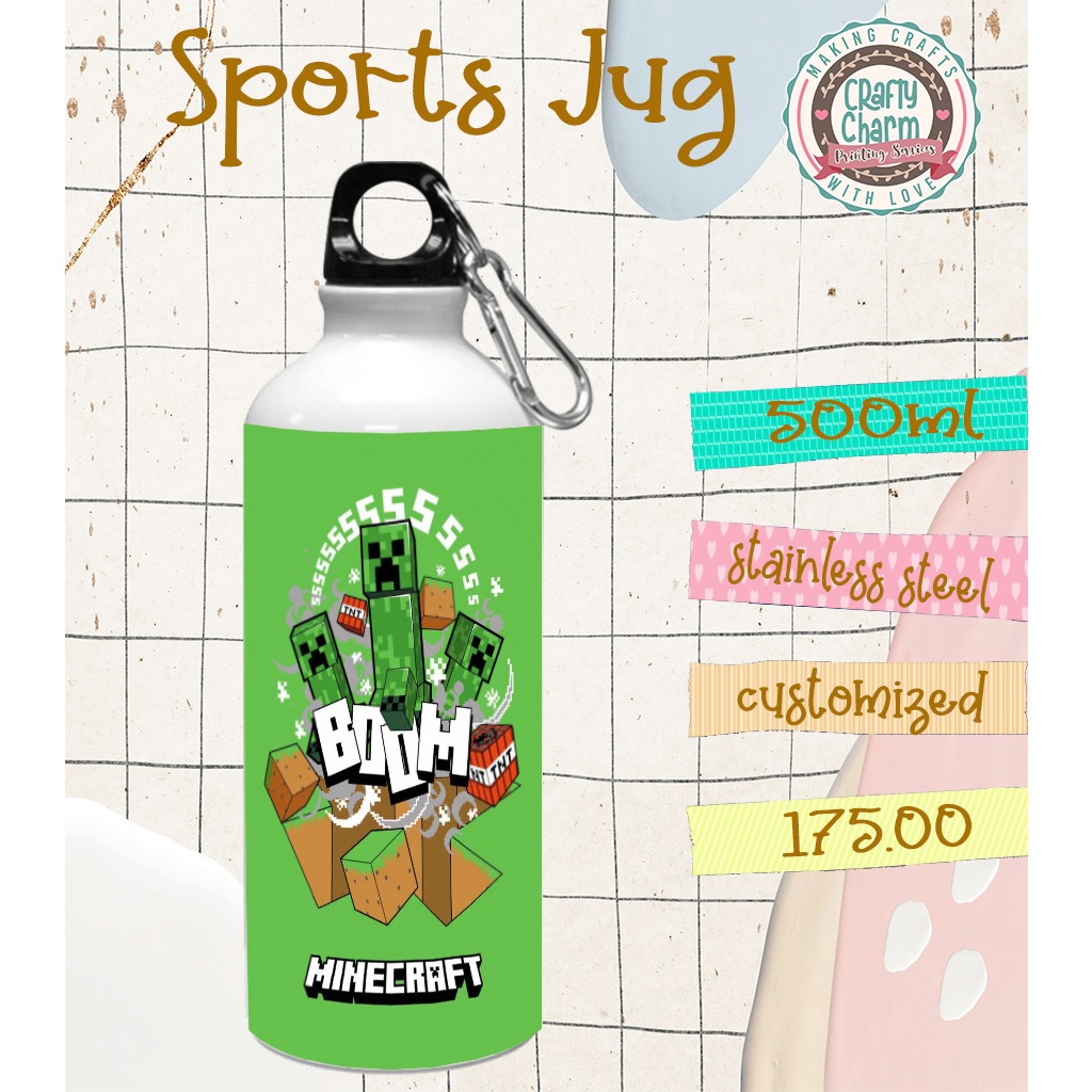 MINECRAFT customized sports jug tumbler | Shopee Philippines