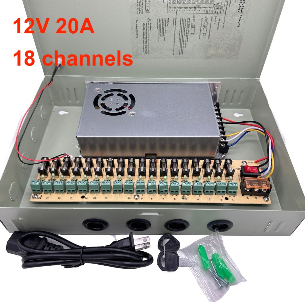 12V 5A/10A/20A/30A Fused Centralized Distributed Power Supply Power adaptor With Box 4/9/18 ...