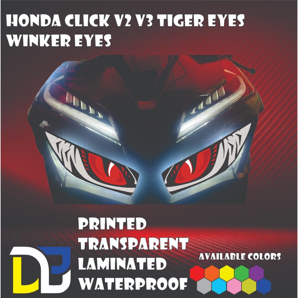 honda click v2 v3 125 150 tiger eyes winker eyes printed laminated ...